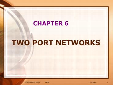 TWO PORT NETWORKS presentation | free to view