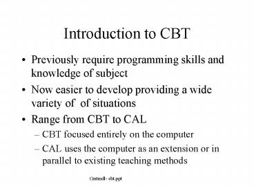 Introduction to CBT presentation | free to view