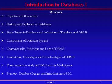 PPT – Introduction to Databases I PowerPoint presentation | free to ...
