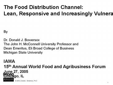 The Food Distribution Channel: presentation | free to view