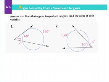 Angles Formed by Chords, Secants and Tangents presentation | free to view