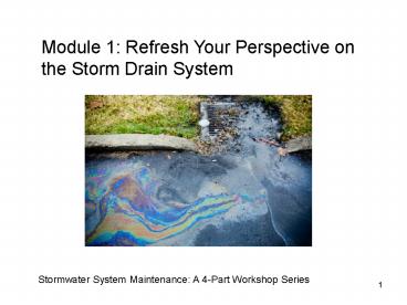 Module 1: Refresh Your Perspective on the Storm Drain System ...