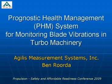 PPT – Prognostic Health Management PHM System for Monitoring Blade ...