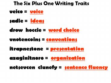 PPT – The Six Plus One Writing Traits PowerPoint presentation | free to ...