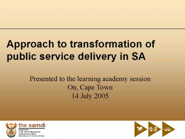 PPT – Approach to transformation of public service delivery in SA ...