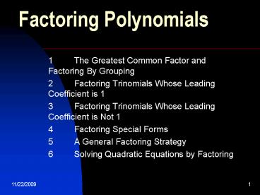 Factoring Polynomials presentation | free to view
