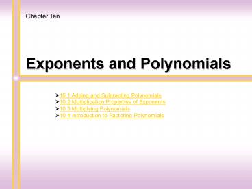 PPT – Exponents and Polynomials PowerPoint presentation | free to view ...