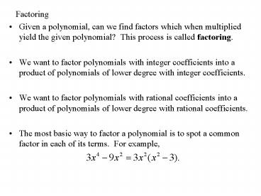 PPT – Factoring PowerPoint presentation | free to view - id: 1d1d79-ZDc1Z