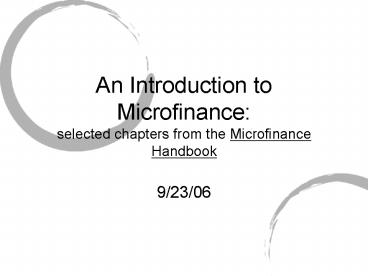 An Introduction to Microfinance: selected chapters from the ...