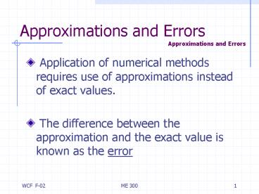 Approximations and Errors presentation | free to view