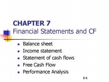 PPT – CHAPTER 7 Financial Statements and CF PowerPoint presentation ...