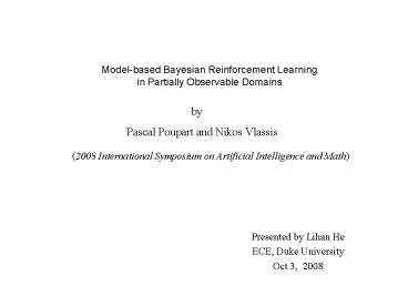Model-based Bayesian Reinforcement Learning presentation | free to download