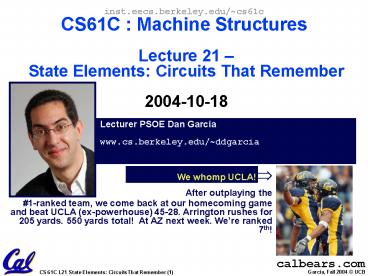 PPT – CS61C - Lecture 13 PowerPoint presentation | free to view - id: 162552-ZDc1Z