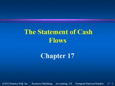 The Statement of Cash Flows presentation | free to view