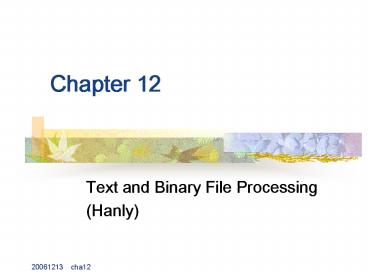 Text and Binary File Processing presentation | free to view