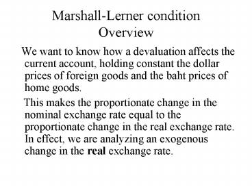 MarshallLerner condition Overview presentation | free to view