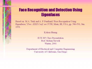 Face Recognition and Detection Using Eigenfaces presentation | free to ...