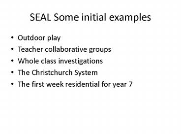 SEAL Some initial examples presentation | free to download