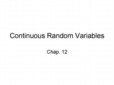 Continuous Random Variables presentation | free to view