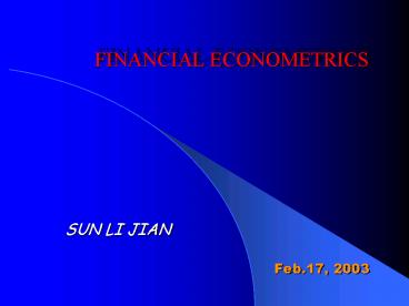 PPT – FINANCIAL ECONOMETRICS PowerPoint presentation | free to view ...