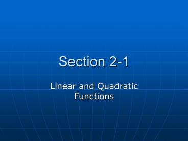 Linear and Quadratic Functions presentation | free to view