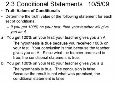 PPT – 2'3 Conditional Statements 10509 PowerPoint presentation | free ...