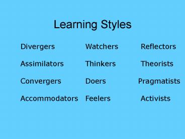 PPT – Learning Styles PowerPoint presentation | free to view - id ...