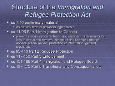PPT – Structure of the Immigration and Refugee Protection Act ...
