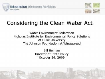 Considering the Clean Water Act presentation | free to view