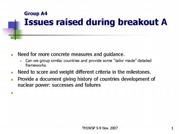 PPT – Group A4 Issues raised during breakout A PowerPoint presentation ...