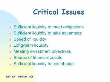 Critical Issues presentation | free to view