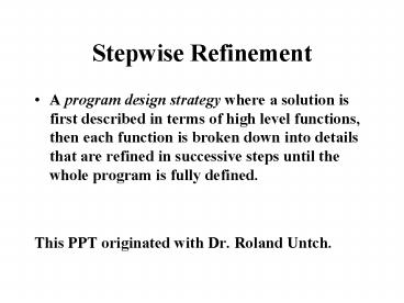 Stepwise Refinement presentation | free to view