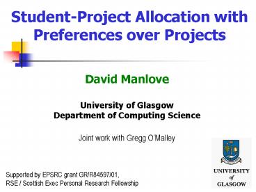 Student-Project Allocation with Preferences over Projects presentation ...