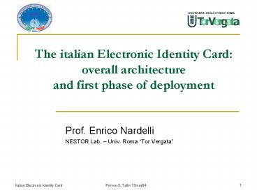 PPT – The italian Electronic Identity Card: overall architecture and ...