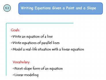 Writing Equations Given a Point and a Slope presentation | free to view