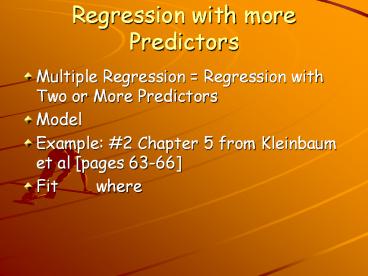 PPT – Regression with more Predictors PowerPoint presentation | free to ...