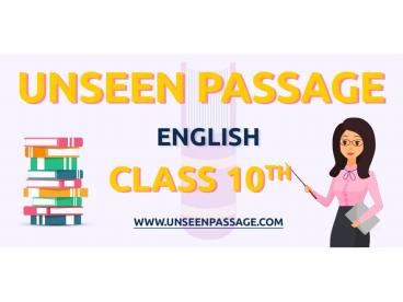 Unseen Passage for Class 10 English unseen comprehension Photo ...