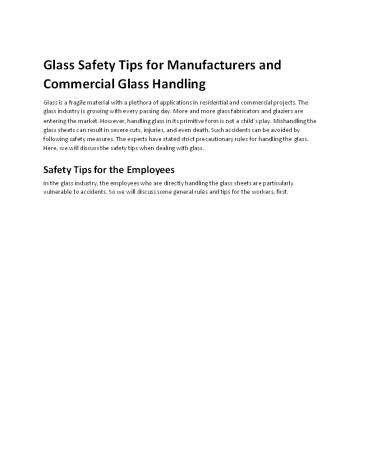 Glass Safety Tips for Manufacturers and Commercial Glass Handling ...