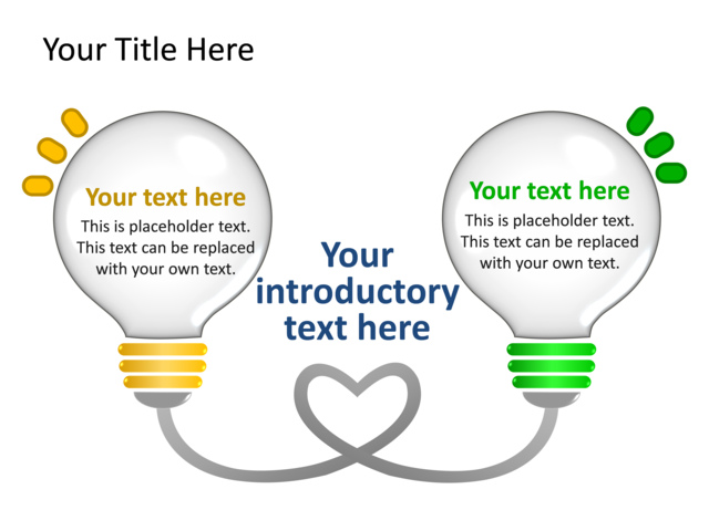 PowerPoint Slide - Bulb Diagram - 2 bulbs - green - TG523 ...