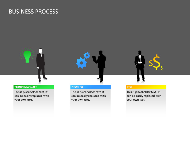 PowerPoint Slide - Business Process Diagram - 3D - Multicolor - 3 Text ...