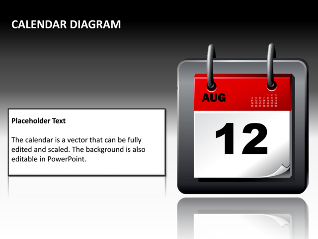 PowerPoint Slide - Calendar Diagram - 3D - Red - 1 Calendar - cg-89 ...
