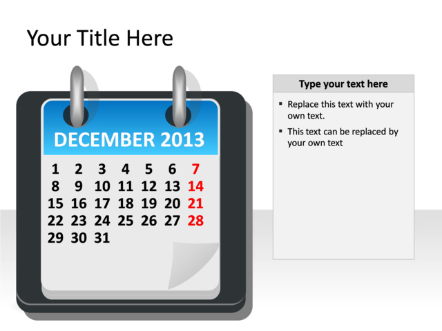 PowerPoint Slide - Calendar Diagram - December - Blue - PL212 ...