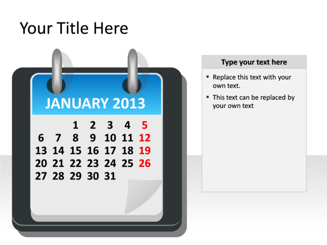 PowerPoint Slide - Calendar Diagram - January - Blue - PL201 ...