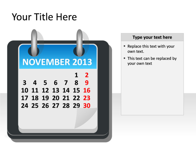 PowerPoint Slide - Calendar Diagram - November - Blue - PL211 ...