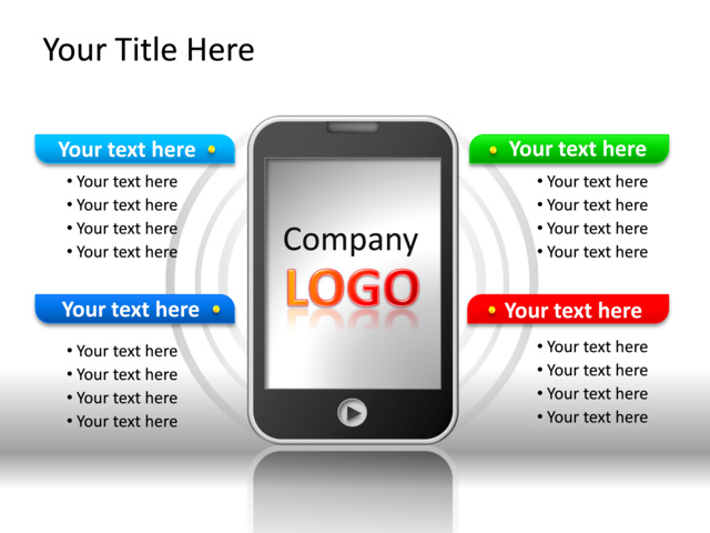 PowerPoint Slide - Cellphone Diagram - 4 boxes - Multicolor - TG553 ...