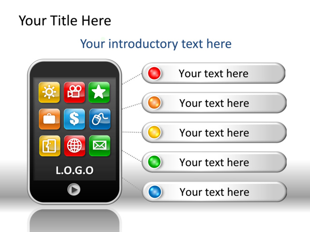 PowerPoint Slide - Cellphone Diagram - 5 Lists - Multicolor - TG552 ...