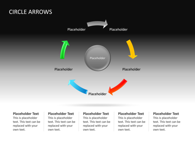 PowerPoint Slide - Circle Diagram - 3D - Multicolor - 4 Arrows - cg-18 ...