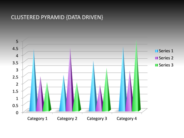 PowerPoint Slide - Clustered Pyramid Diagram - 3D - Multicolor - Data Driven - cg-61 ...