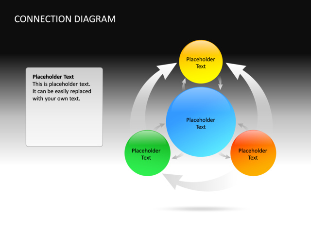 PowerPoint Slide - Connection Diagram - 3D - Multicolor - 4 Circles ...