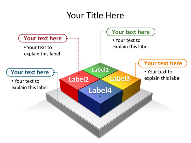 PowerPoint Slide - Cube Diagram 3D - Multicolor - 4 cubes - TG28 | CrystalGraphics.com